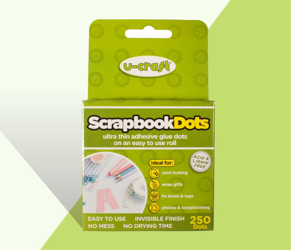 Scrapbook Glue Dots - 250 x thin, permanent dots on a roll (14mm diame