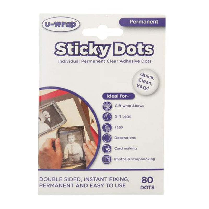 U-Wrap - Glue Dots - Permanent Sticky Dots on Sheets x 80 Dots ...